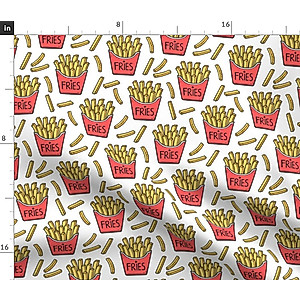 Spoonflower Fabric - French Fries Food Red White Autumn Fall Spring Summer Pop Art Dinner Printed on Petal Signature Cotton Fabric Fat Quarter - Sewing Quilting Apparel Crafts Decor