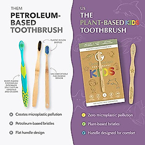 Generation For Change The Plant Based Kids Toothbrush 4 Pack Soft Sustainable Bamboo Toothbrushes | Biodegradable Plastic Free Bristles Made from Castor Oil | Eco Friendly | Zero Waste Products