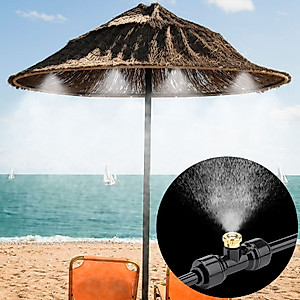 20 Pack Brass Mister Nozzles with 20 Pack Misting Nozzle Tees with 2 Pack End Plugs for Outdoor Cooling System Patio Misting System