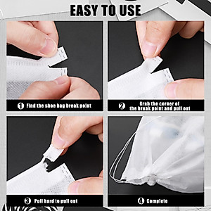 Sweetude 200 Pcs Dust Proof Shoe Bag Drawstring Shoe Storage Bag Non Woven Fabric Handbag Shoe Covers for Travel Breathable Pouch Portable Storage Organizer for Purse Boot, 11.81 x 15.75 Inch (White)