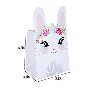 WEEPA 20 Pack Easter Paper Bags for Kids Easter Cute Bunny Paper Treat Bags Party Favor Gift Candy Bags for Birthday Baby Shower
