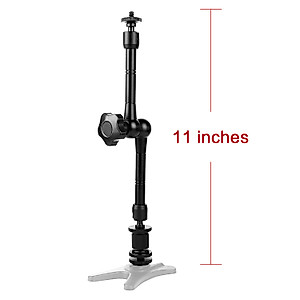 WANBY 11 Inch Articulating Friction Magic Arm Adjustable w/Hot Shoe Mount 1/4'' Tripod Screw for Camera Rig, LCD Monitor, LED Flash Lights (11'Arm)