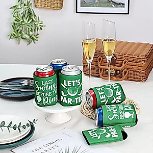 CiyvoLyeen Golf Beer Can Cooler, Bachelor Party Can Sleeves Neoprene Insulator Drink Glasses Cup Holders for Golfer Gifts Wedding Outdoor Activities Supplies Let’s Par-Tee 6PCS