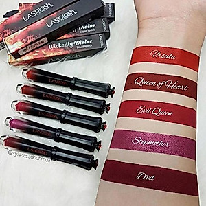 LA Splash Cosmetics Soft Long Lasting Liquid Dark Deep Red Lipstick Matte Scarlet Waterproof Liquid Lipstick- Wickedly Divine Collection (Queen of Hearts)