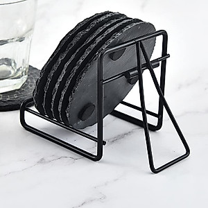 SOUJOY 6 Pack Metal Coaster Holders, Square Coaster Stands for Coasters, Minimalist Holder Caddy, Easy Storage and Removal, Hold Up to 6 Coasters, Black