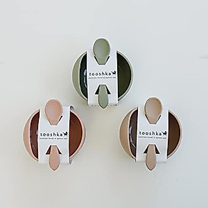 Tooshka Silicone Suction Baby Bowl & Spoon - Suction Bowls for Baby Led Weaning - BPA Free - Baby Feeding Set (Speckled Clay)