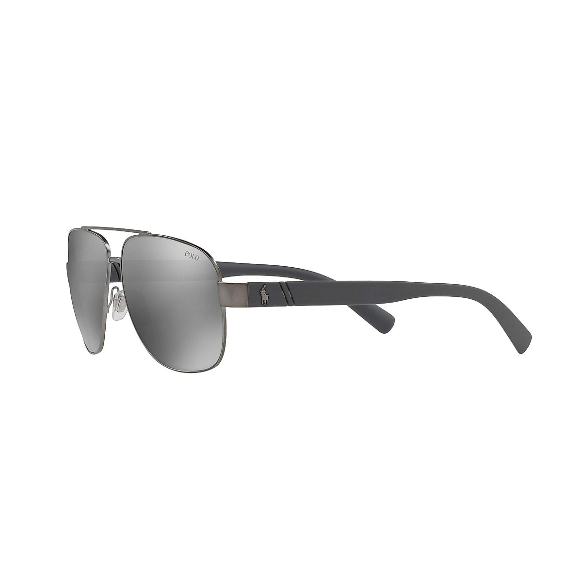 Polo Ralph Lauren Men's PH3110 Aviator Sunglasses, Semi-Shiny Dark Gunmetal/Mirror Silver, 60 mm