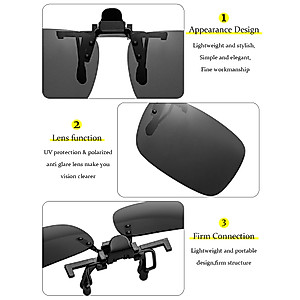 Frienda 6 Pieces Clip-on Plastic Sunglasses Lenses Flip Up Rectangle Sunglasses Glasses Lens with 6 Pieces Transparent Box