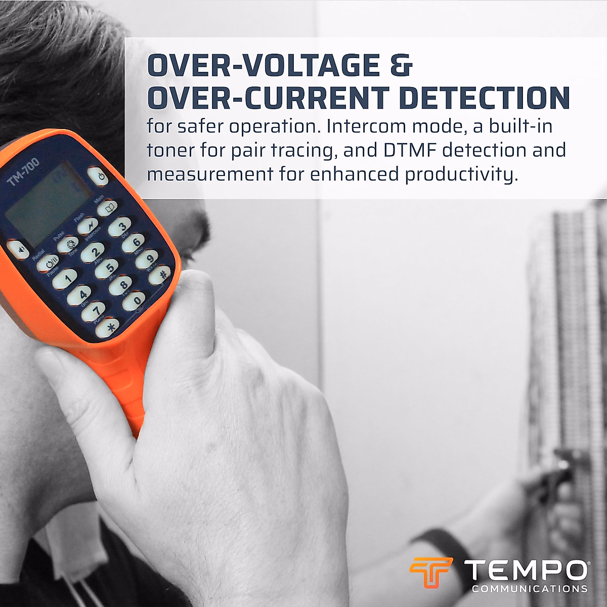 Tempo Communications TM-700 Butt Set/Lineman Telephone Test Set with LCD Display - Professional Grade (Latest Model)