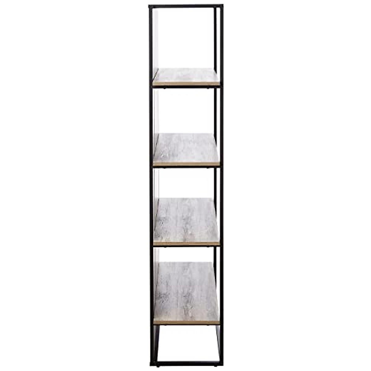 Walker Edison Evangeline Modern Farmhouse Metal and Wood 4 shelves Bookshelf, 64 Inch, Grey Wash