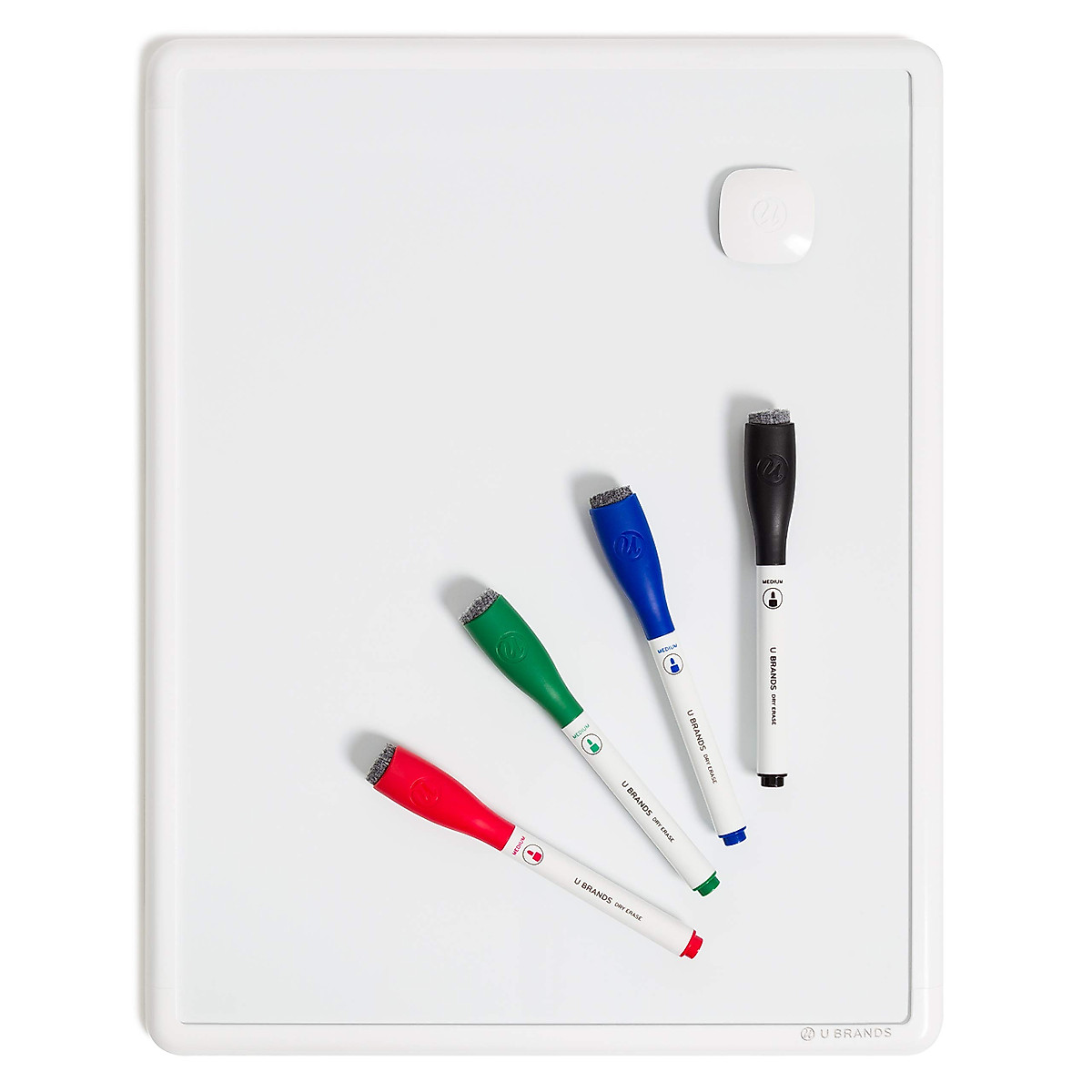 U Brands Contempo Magnetic Dry Erase Board Kit, 11”x14”, White Modern Frame, includes 4 Markers and Magnet