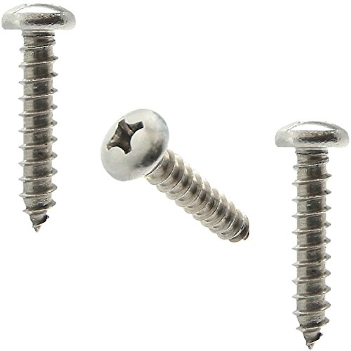 #14 x 1-1/4" Pan Head Sheet Metal Screws, Full Thread, Phillips Drive, Stainless Steel 18-8, Bright Finish, Self-Tapping, Quantity 50 Pieces by Fastenere