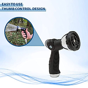 Morvat Water Hose Nozzle Sprayer with 10 Spray Patterns - 2-PACK - Slip Resistant Thumb Controlled Comfort Grip with On/Off Lock, High Pressure Garden Nozzle for Garden Hose - Plants, Lawn, Pets, Cars