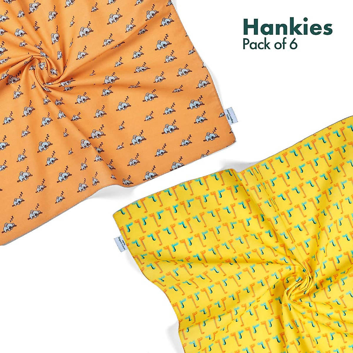 HexaFun 100% Pure Organic Cotton Unisex Handkerchief, Multi-color & Printed, Soft & Stylish