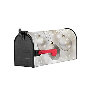 AMZRicher Christmas Balls Mailbox Covers Magnetic Large Size, Gradual Silver White Star Snowflake Post Box Cover Mail Wrap Outdoor Garden Yard Decoration 21x25.5