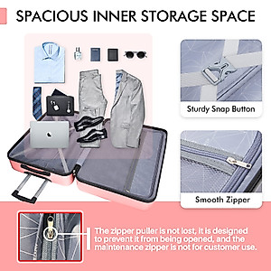 AnyZip Luggage PC ABS Hardside Lightweight Suitcase with 4 Universal Wheels TSA Lock Checked-Large 28 Inch Pink