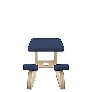 Varier Variable Balans Original Kneeling Chair Designed by Peter Opsvik (Dark Blue Revive Fabric with Natural Ash Base)
