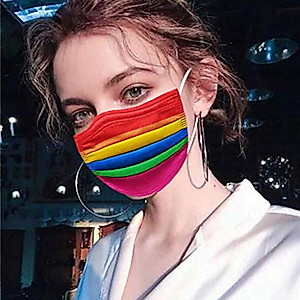 IIIHAT 50/100Pcs Rainbow Printed Pattern Disposable Face Masks for Kids/Adult,3-ply Face Mouth Protection Shield, High Breathable & Ventilation Security (B-Adult, 50PCS)