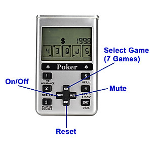 Electronic Poker Game Handheld 7 in 1 Silver