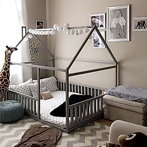 Floor bed for toddler, Montessori house bed, FULL size house bed frame, huse shaped bed frame, toddler floor bed