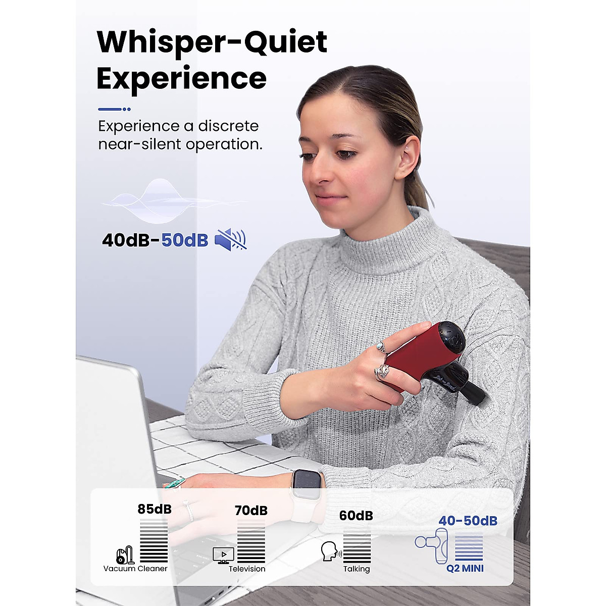 BOB AND BRAD Q2 Mini Massage Gun, Pocket-Sized Deep Tissue Massager Gun, Portable Percussion Muscle Massager Gun, Ultra Small & Quiet Muscle Massage Gun with Carry Case, FSA and HSA Eligible -Red