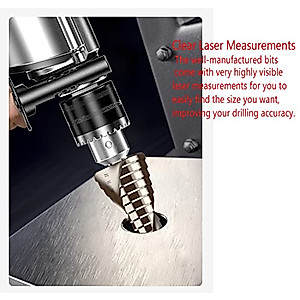 HSS6542 M2 Steel Spiral Groove Unibit HSS Step Drill Bits Set for Metal Stainless Steel Wood Step Cone Drill Hole Cutting Tool, Set of 3