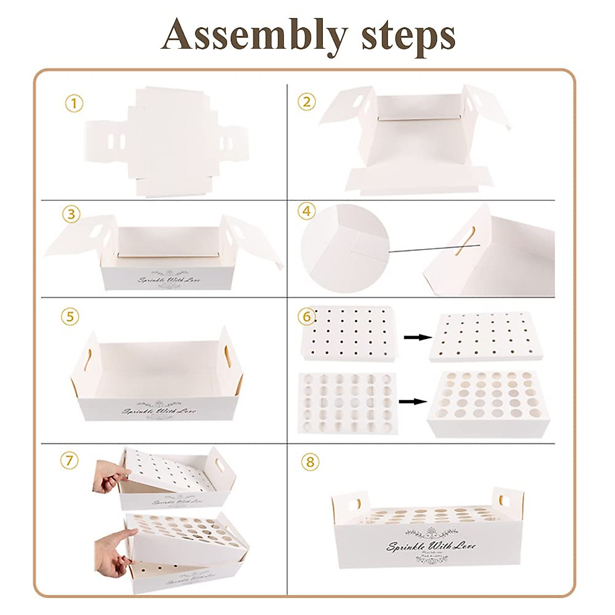 Bekecidi 30 Pieces biodegradable confetti Cones and Stand Tray Paper Cone Box 30 Holes Suitable Placing Dried Flower Petals Confetti for Wedding, Engagement, Party, Birthday (White)