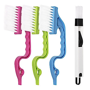 LEOBRO Hand-held Groove Gap Cleaning Tools Door Window Track Cleaning Brushes Air Conditioning Shutter Cleaning Brushes Pack of 4