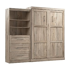 Bestar Pur Murphy, Space-Saving Wall Bed for Multipurpose Room, Queen, Rustic Brown