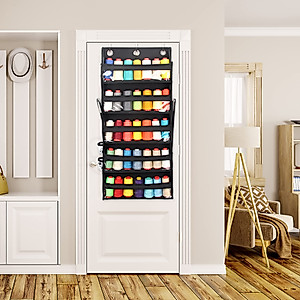 Hanging Sewing & Embroidery Thread Rack Storage, Wall-Mounted Sewing Thread Organizer with 5 Compartments, Over The Door Sewing Organizer Storage for Embroidery Quilting and Sewing Threads (Black)