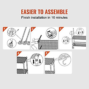 VEVOR Kitchen Utility Cart, 3 Tiers, Wire Rolling Cart with 661 LBS Capacity, Steel Service Cart on Wheels, Metal Storage Trolley with 80 mm Deep Basket Curved Handle 6 Hooks, NSF Listed