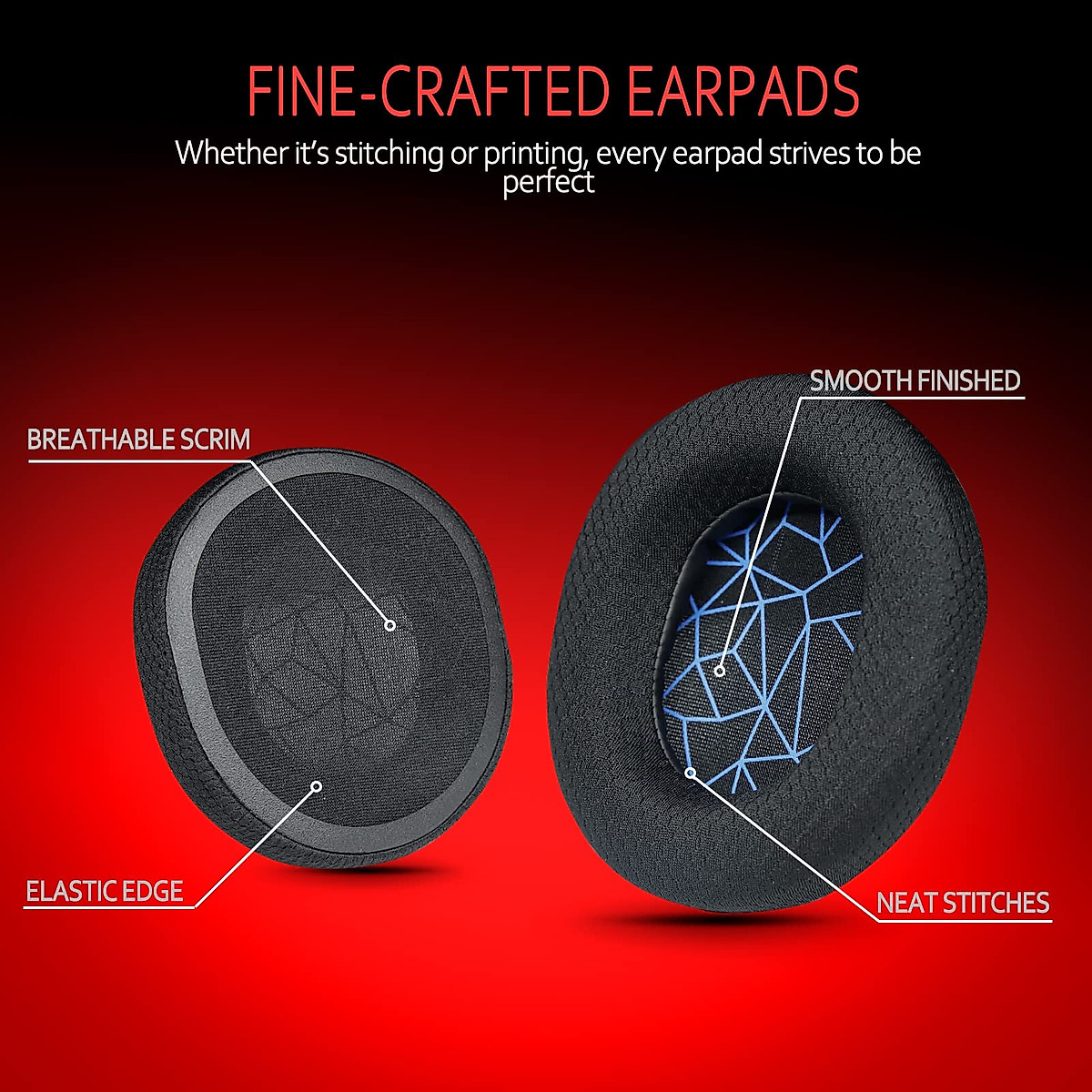Krone Kalpasmos Professional Arctis 7 Ear Cushion - Blue Breathable Fabric Replacement Earpads for SteelSeries Arctis 1/Pro/3/5/7/7+/7p/7X/9, Prime All Models Wireless Headset
