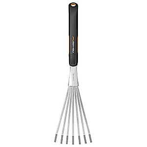 Fiskars 315520-1001 Xact Hand Garden Rake, Black/Slivler
