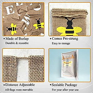 Uniwish Welcome Baby Banner Bee Theme Baby Shower Decorations Rustic Burlap Bunting Boy Girl Gender Reveal Party Supplies