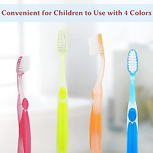 Niche Compact Head Kids Toothbrush and Children Toothbrush with Soft Bristles, For Sensitive Gums, Tapered,4 colors (6 Packs)