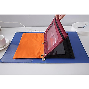 Pencil Pouch for 3 Ring Binder, 10 Pack Zipper Pouches with Clear Window, Oxford Pencil Holder Stationery Organziers Case Bag for School Classroom Supplies