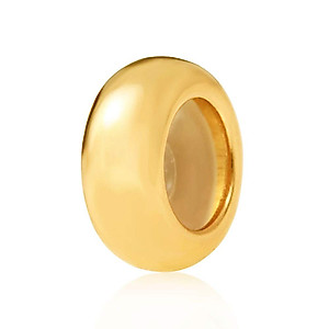 2 PCS Rondelle Spacer Charm 925 Sterling Silver Clip Stopper Charm Lock Stpper Charm for Pandora Charms Bracelet (A, Gold)