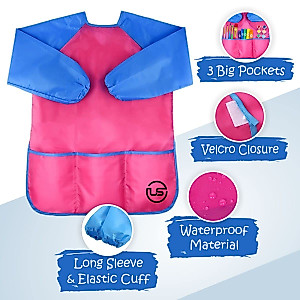 Ultimate Stationery Smocks for Kids, Art Smock, Waterproof Kids Art Smock, Toddler Art Smock, Pink Smock Children and Kids Smock, Toddler Smock, Toddler Paint Smock, Kids Apron for Painting