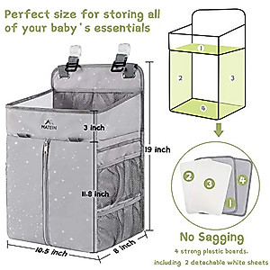 MATEIN Hanging Diaper Caddy, Portable Diaper Organizer Stacker, Nursery Storage for Changing Table, Crib, Playard or Baby Bed Stroller - Gifts for New Mom after Birth