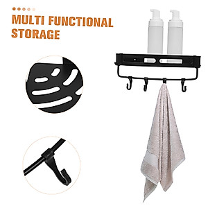HOOTNEE 1 Set Bathroom Storage Rack Storage Shelves Wall Hanging Shelf Decorative Shelving Wall Mounted Storage Mounted Floating Shelf Shampoo Storage Stand Black Stainless Steel