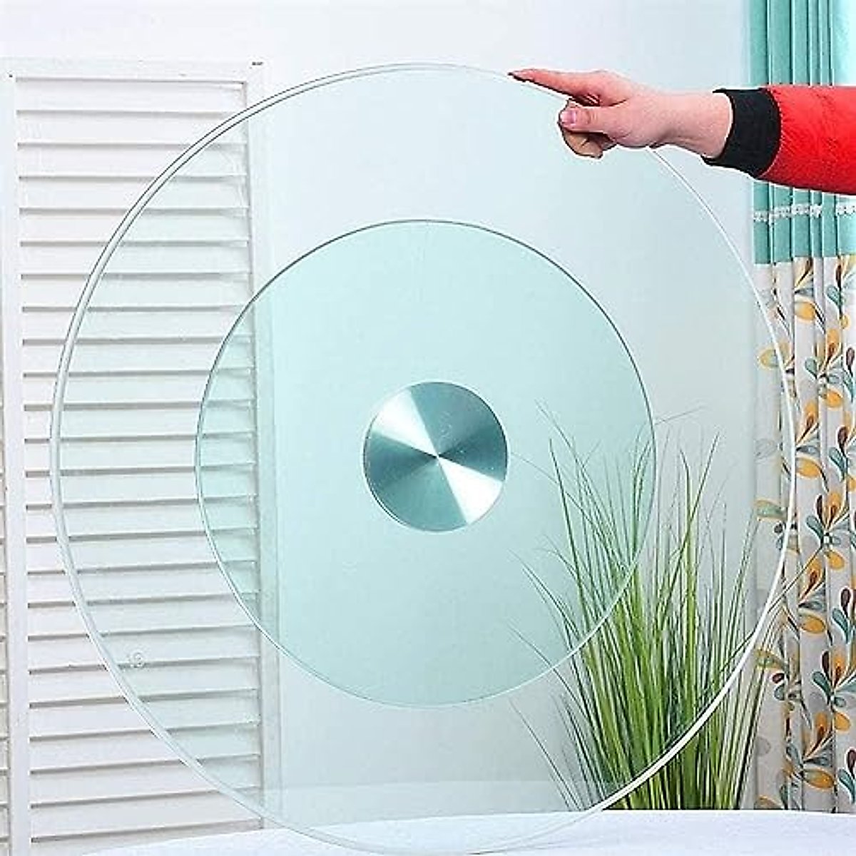 Lazy Susans Turntable Tempered Glass Lazy Susan Turntable， Round Clear Serving Plate Rotating Stand Kitchen Dining Table Tray Tabletop Organizer Spices Storage Holder (Size : 60cm/23.6)