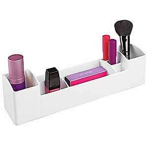 iDesign Med+ BPA-Free Plastic Divided Bathroom Organizer - 12" x 3" x 3", White
