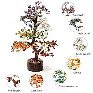 Handcrafted Healing Crystal Bonsai Tree - Feng Shui Chakra Tree with 300 Wooden Beads for Positive Energy and Balance - Perfect Home/Desk Decor and Reiki Good Luck Crystal Gifts by Karma Pledge