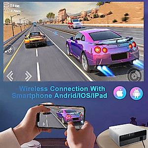 ANXONIT Native 1080P Projector, 500 ANSI Lumens FHD Video Projector, 5G WiFi Screencast, Dual 8W Speakers with Bluetooth, 300" Screen Home Theater,Compatiable with Android/iOS