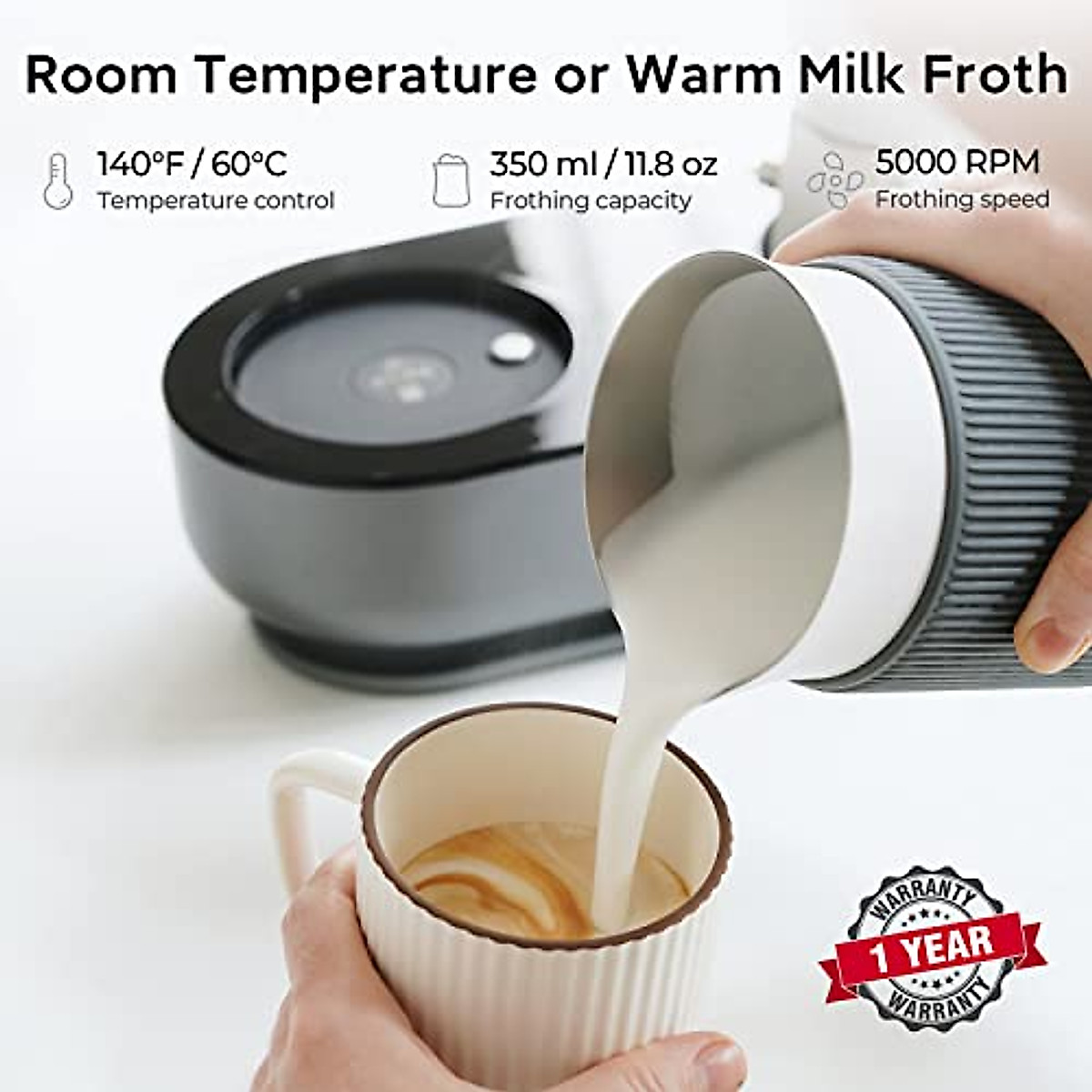 SEVEN&ME Espresso Coffee Machines with Milk Frother Coffee Maker with One-Click Operation, Cappuccino Machine and Latte Machine 60ml Single Serve Barista-Quality Expresso Coffee Machines at Home