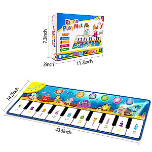 Foayex Valentines Day Gifts for Toddlers Boys & Girls Toys,Foldable Musical Toys, Learning Floor Mat with 8 Instrument Sounds-Touch Play for Early Education, Birthday Gifts for Baby Boys Girls