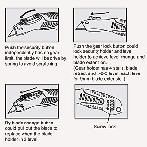 Assist Best Premium Utility Knife, Retractable Box Cutter, Heavy Duty Box Cutter, Quick Change Blade Razor Knife, with 10 Extra Blades