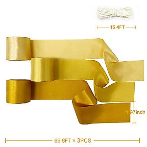 Gold Party Decorations 197Ft × 1.97" Ombre Gold Ribbon Fringe Hanging Streamer Backdrop Garland for Birthday Bridal Shower Engagement Wedding Anniversary Graduation Baby Shower Baptism Party Supplies