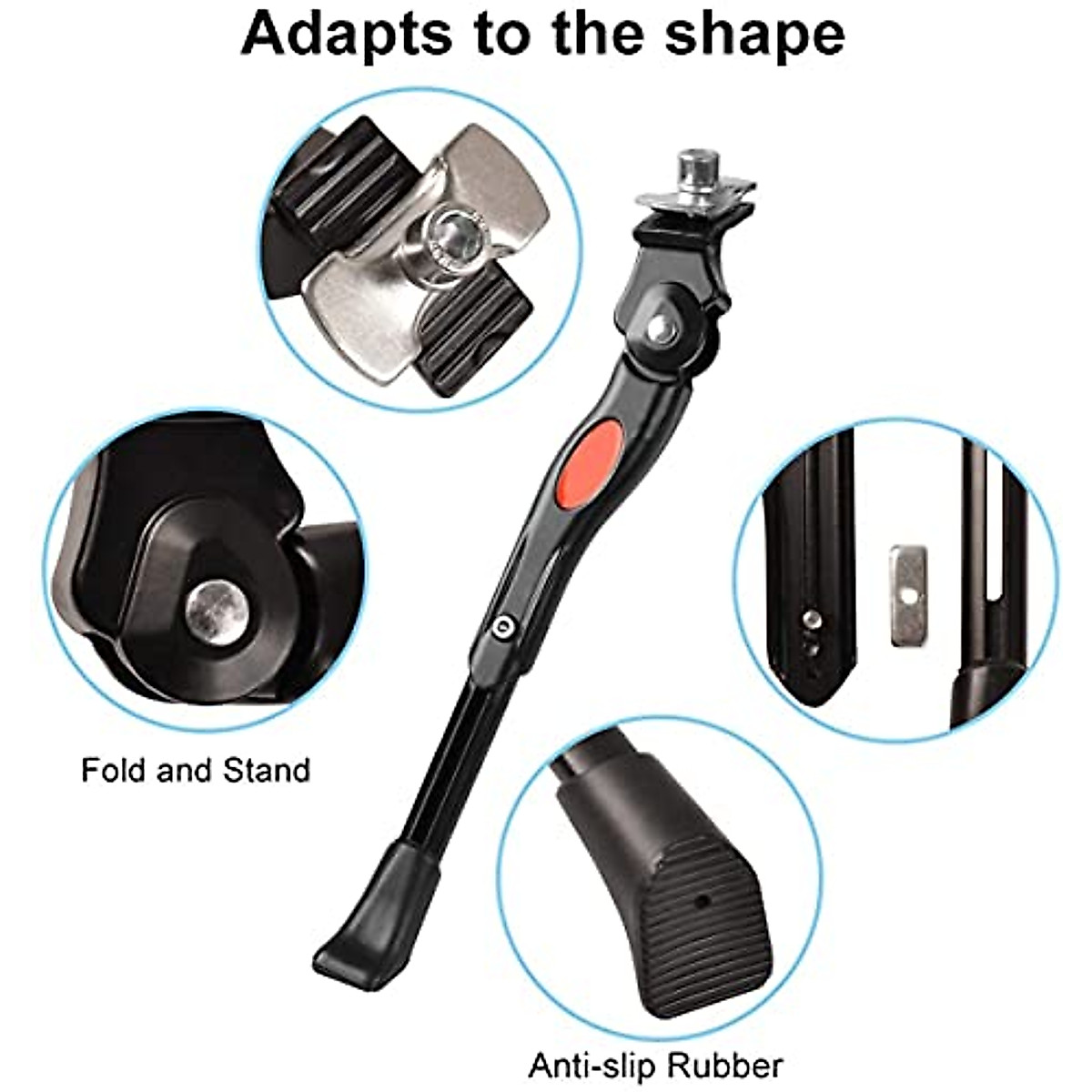 SEISSO Bike Bicycle Kickstands Adjustable Center Bicycle Stand Kickstand Center Mount for 20 22 Inch Bicycles Kickstands for 20-22 Inch Mountain Bike/Road Bike/Adult Bike/Sports Bike Aluminum Alloy