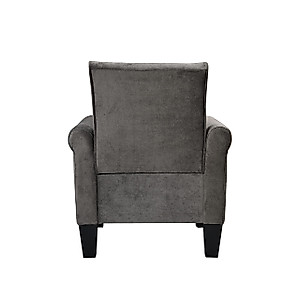 Lepfun Accent Living Room Chairs Modern Linen Fabric Comfy Reading Armchair for Bedroom Small Spaces Apartment Office, Charcoal Grey